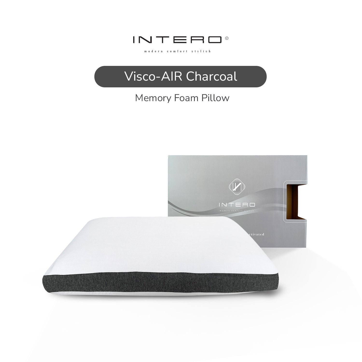 Intero Visco-AIR Premium Bamboopro Charcoal Memory Foam Pillow (Comfor ...